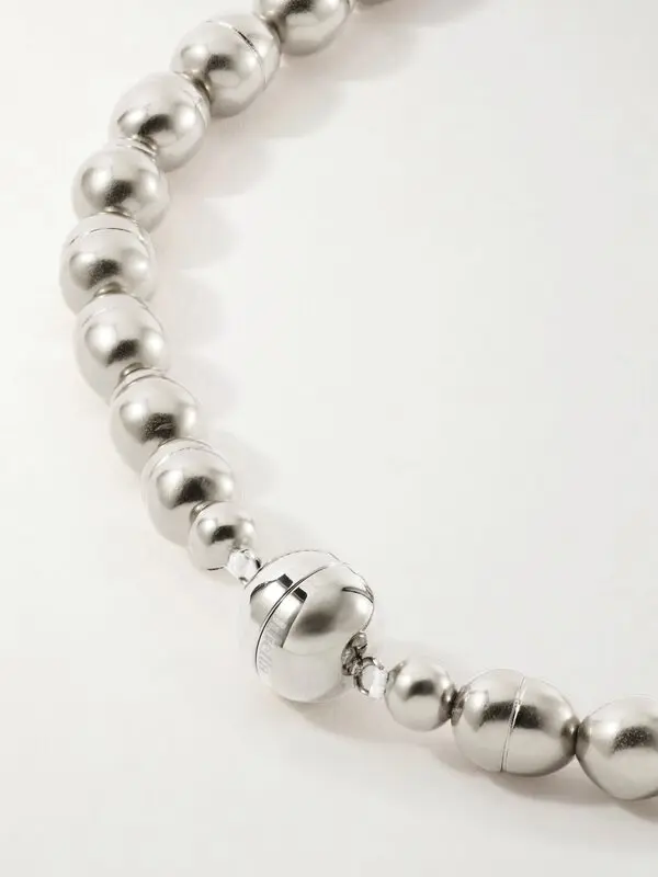 JULIETTA Mykonos Rhodium-plated Beaded Necklace With Sculptural Pendant