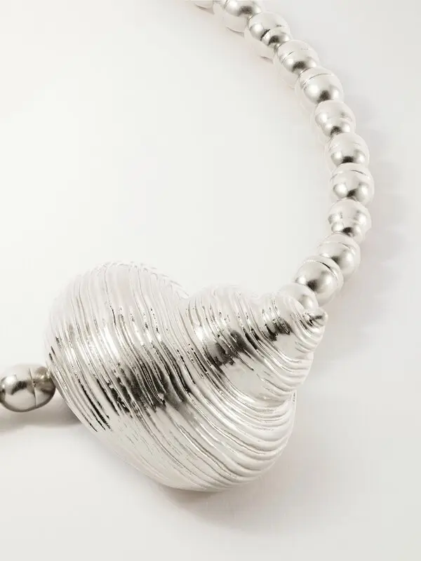 JULIETTA Mykonos Rhodium-plated Beaded Necklace With Sculptural Pendant