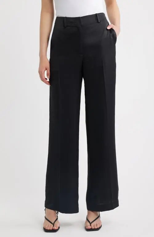 Theory Classic Straight Leg Satin Pants - Black