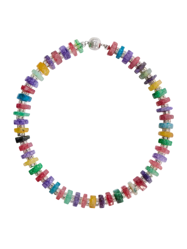 JULIETTA Mira Rhodium-plated Stone Beaded Necklace - Multi