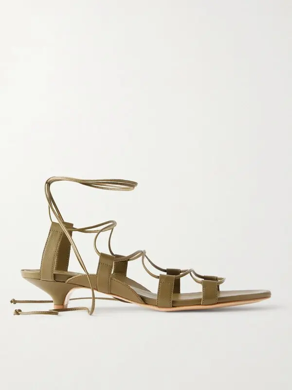 JAMIE HALLER Sparta Lace-up Leather Sandals - Green