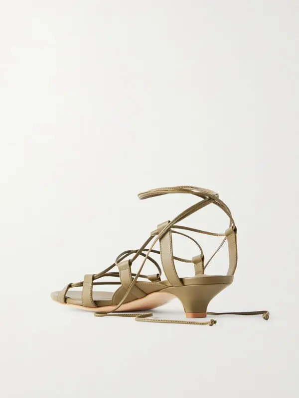 JAMIE HALLER Sparta Lace-up Leather Sandals - Green