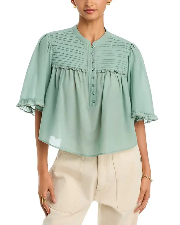 Isabel Marant Étoile Douna Pintucked Blouse - Sage