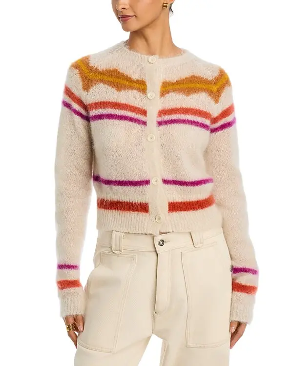 Isabel Marant Étoile Molly" Striped Mohair Blend Cardigan - Ecru