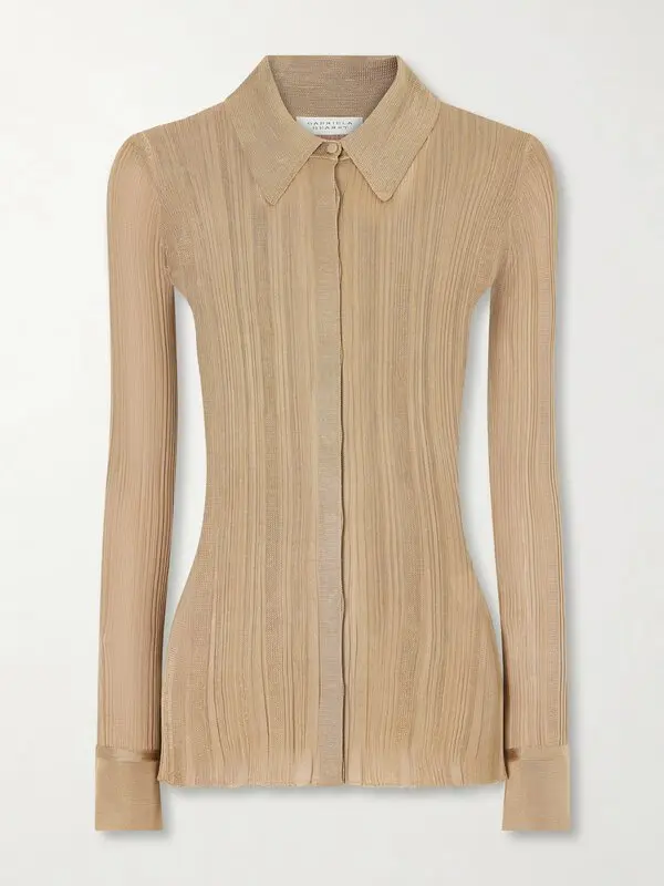 Gabriela Hearst Tamar Ribbed Silk Shirt - Brown