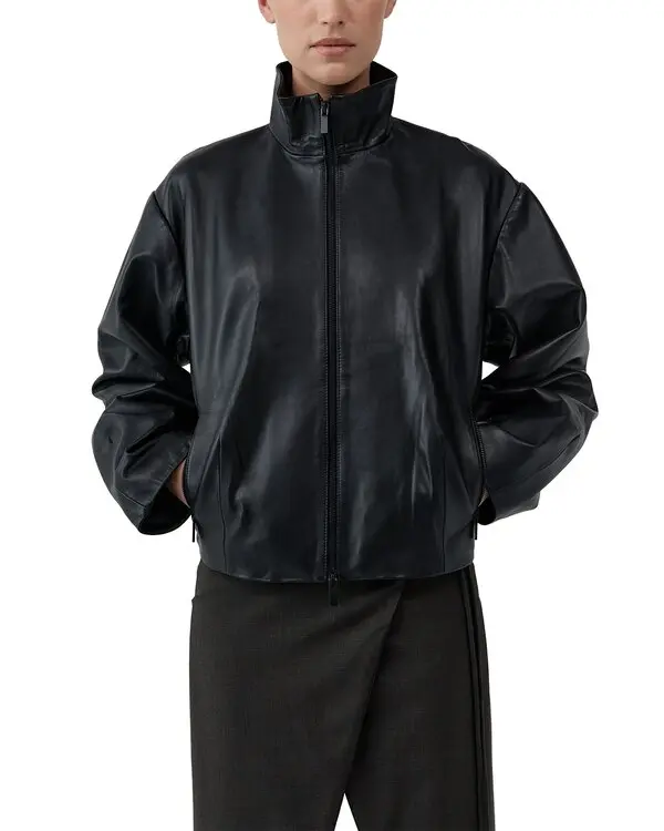 ST. AGNI Coco Leather Zip-up Jacket