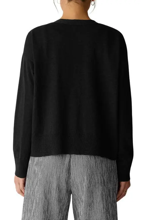 Eileen Fisher Organic Linen & Cotton V-neck Cardigan