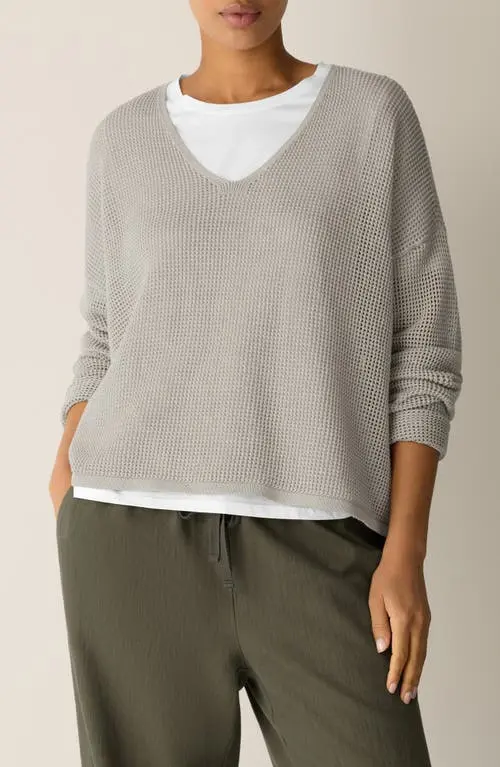 Eileen Fisher V-neck Open Knit Sweater