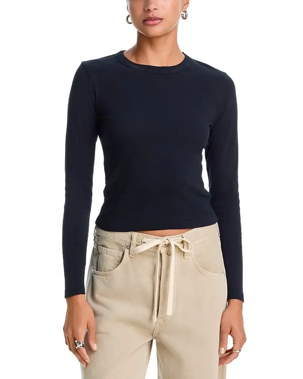 MOTHER Long Sleeve Itty Bitty Crop Tee - Black