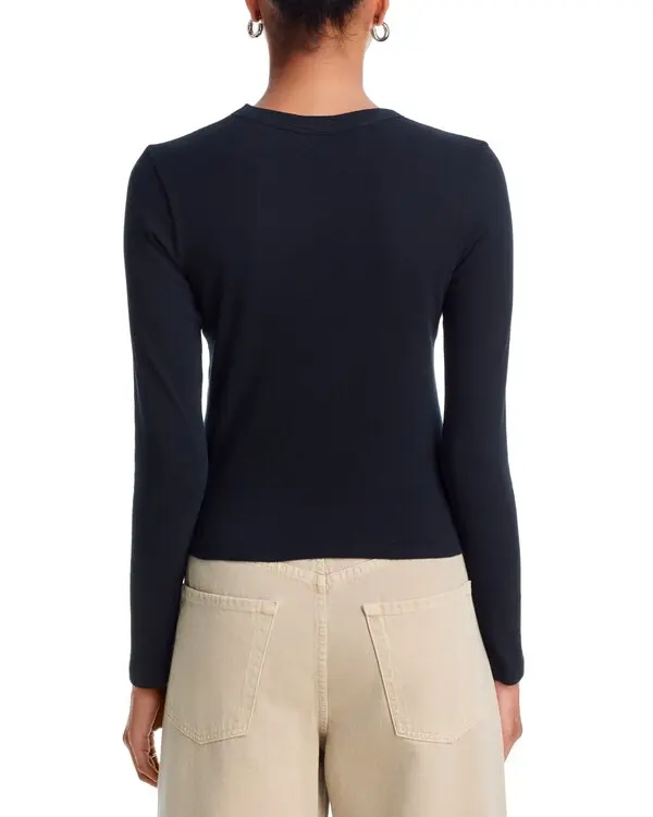 MOTHER The Long Sleeve Itty Bitty Crop Tee - Black