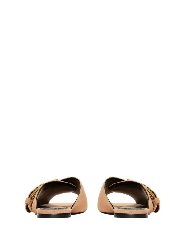 Balmain Flat Suede Leather Anthem Mules