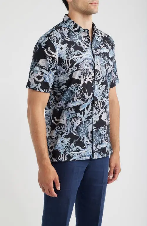 Tori Richard Octopuss Notched Collar Cotton Lawn Shirt - Black