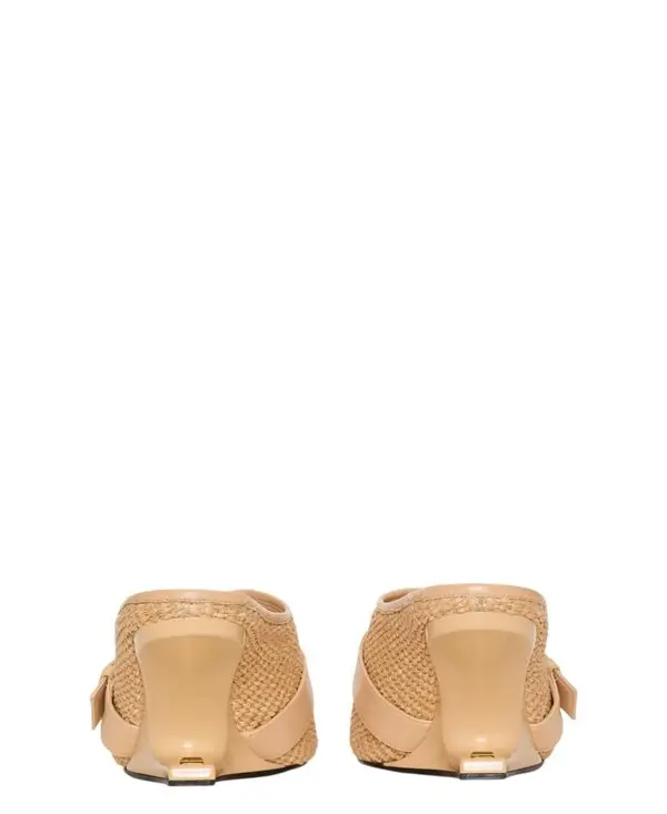 Balmain Anthem No Wedge Mules In Smooth Leather And Raffia