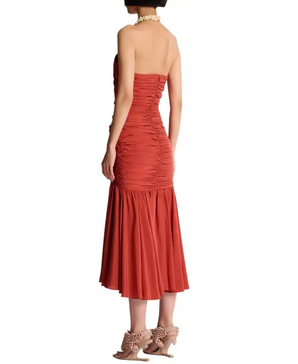 Balmain Halterneck Ruched Midi Dress