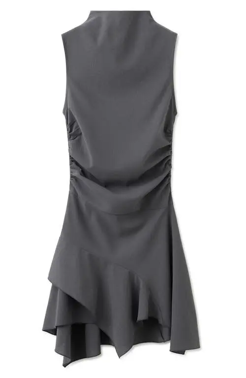 Mango Ruched Asymmetric Hem Minidress