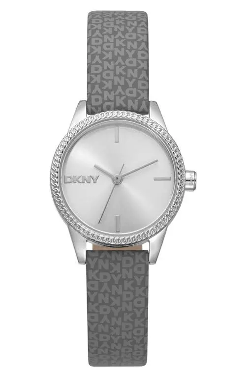 Dkny L 113 Leather Strap Watch - Silver