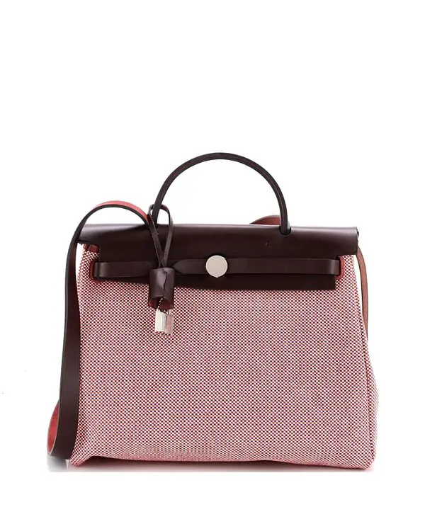Hermès 31 Herbag Zip Criss Viking Toile And Leather - Red
