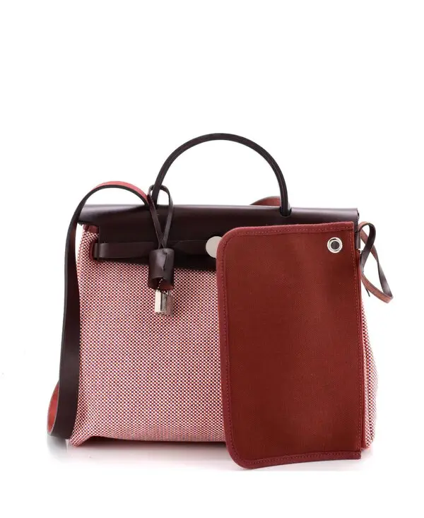 Hermès 31 Herbag Zip Criss Viking Toile And Leather - Red