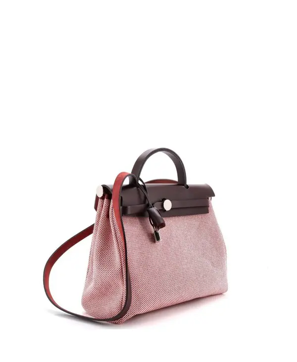 Hermès 31 Herbag Zip Criss Viking Toile And Leather - Red