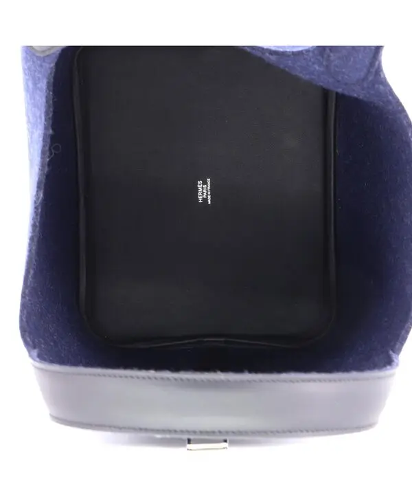 Hermès Mm Picotin Lock Bag Felt With Leather - Blue/ Black