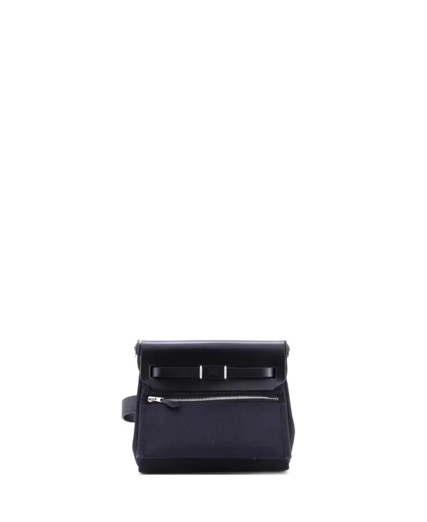 Hermès 20 Herbag Zip Toile And Leather - Black