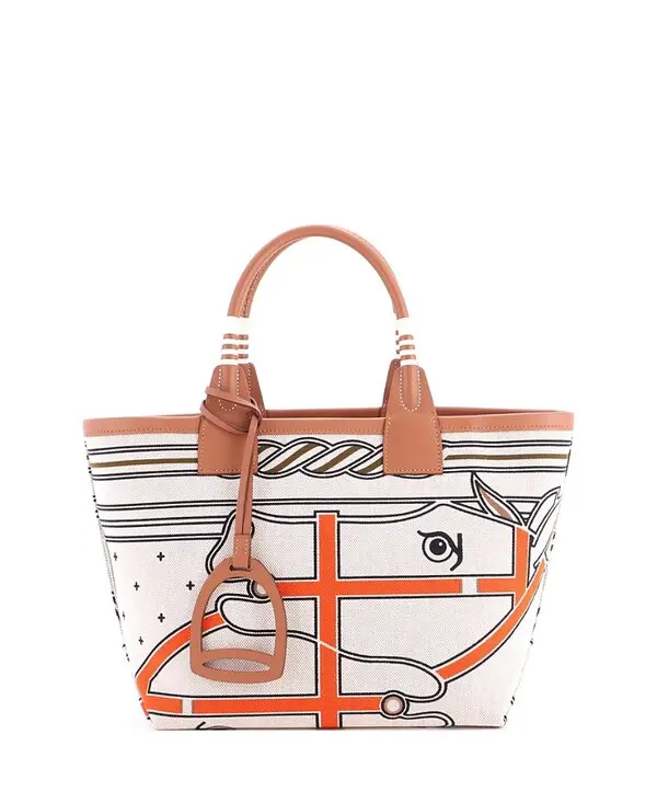 Hermès 28 Sac Steeple Tote Printed Toile With Leather - Brown