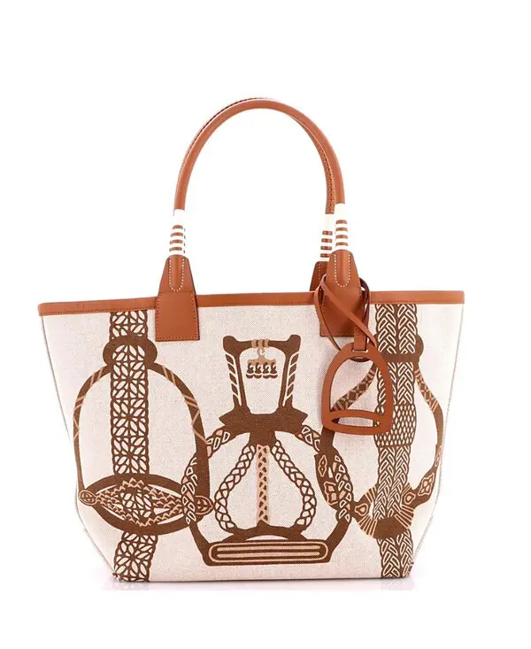 Hermès 28 Sac Steeple Tote Printed Toile With Leather - Brown