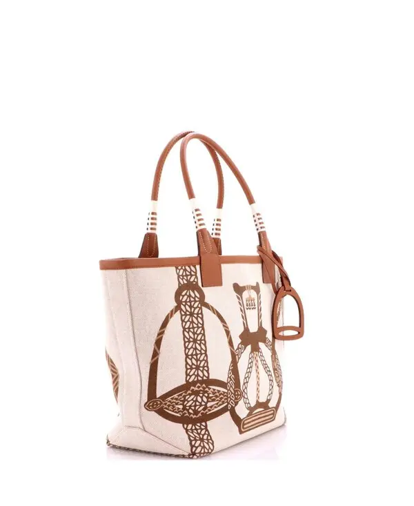 Hermès 28 Sac Steeple Tote Printed Toile With Leather - Brown
