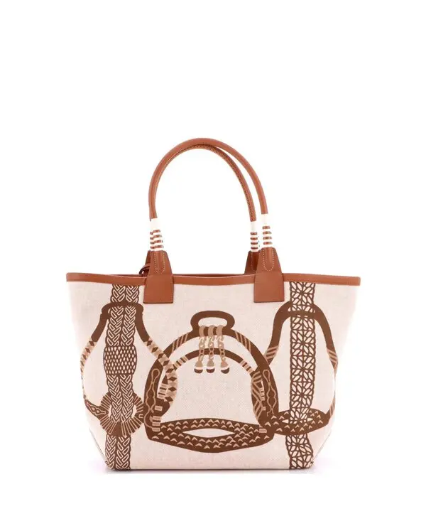 Hermès 28 Sac Steeple Tote Printed Toile With Leather - Brown