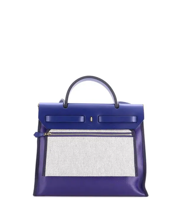 Hermès 31 Herbag Zip Berline Vache Canvas And Leather - Blue