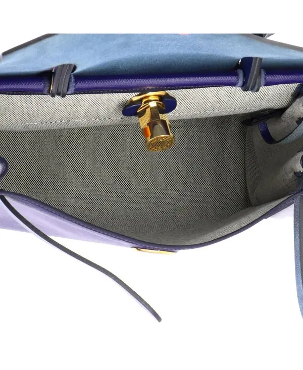 Hermès 31 Herbag Zip Berline Vache Canvas And Leather - Blue