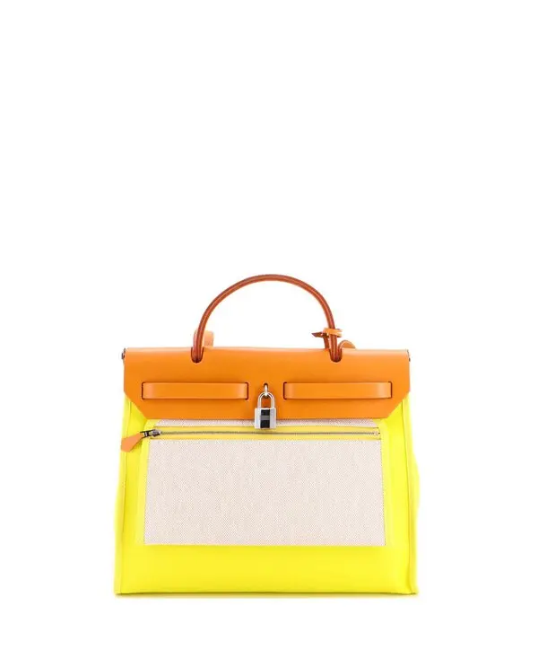 Hermès 31 Herbag Zip Berline Vache Canvas And Leather - Yellow