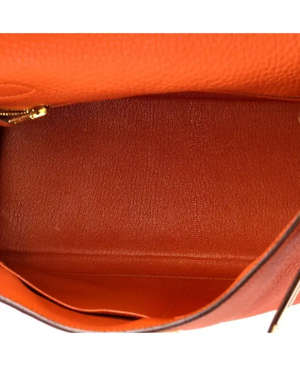 Hermès Kelly 28 Handbag Orange Clemence With Gold Hardware - Feu