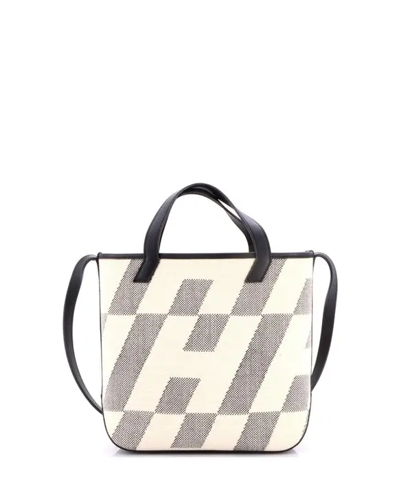 Hermès 27 Cabas H En Biais Tote Canvas With Leather - Black/ Natural
