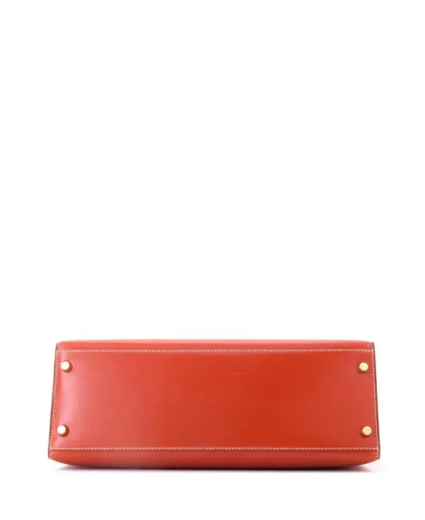 Hermès Kelly 32 Handbag Orange Box Calf With Gold Hardware - Brique