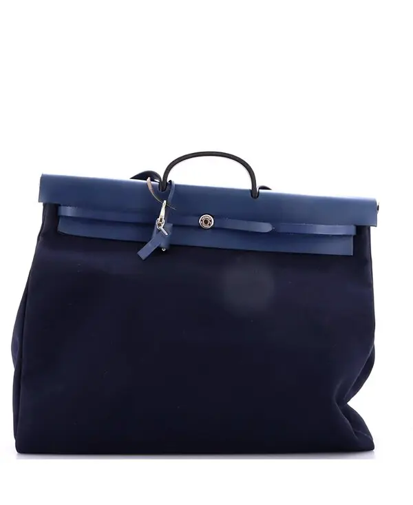 Hermès Herbag Cabine Toile And Leather - Blue