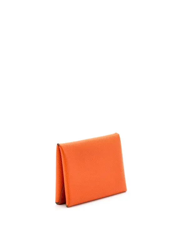 Hermès Calvi Duo Card Holder Epsom - Orange