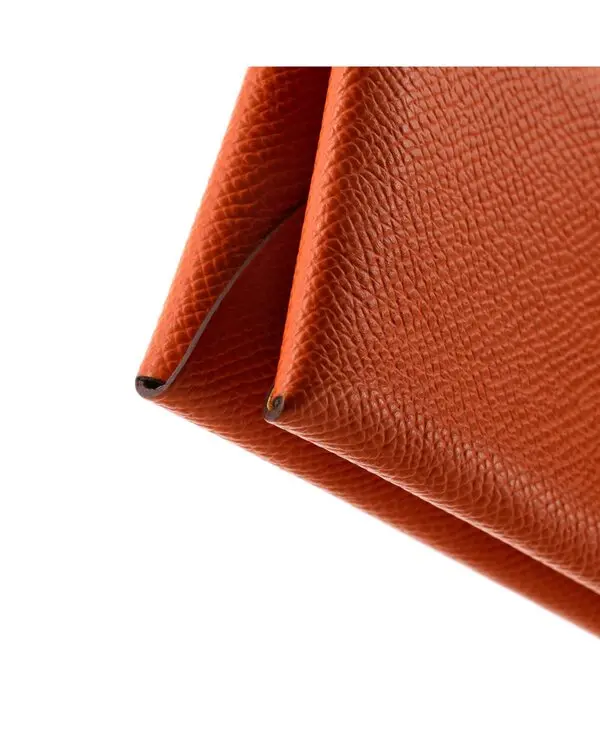 Hermès Calvi Duo Card Holder Epsom - Orange
