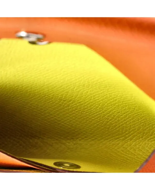 Hermès Calvi Duo Card Holder Epsom - Orange