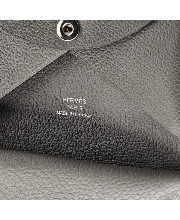Hermès Calvi Duo Card Holder Evercolor - Gray