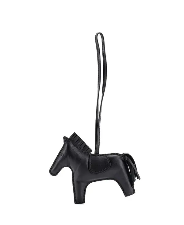 Hermès Mm So Grigri Rodeo Bag Charm Leather - Black