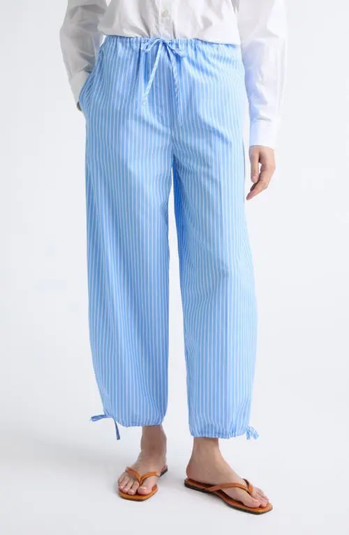 TOTEME Organic Cotton Striped Drawstring Trousers - Blue/white