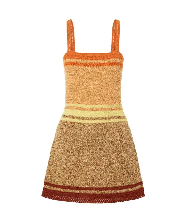 Escvdo Plumar Crocheted Cotton Mini Dress - Orange