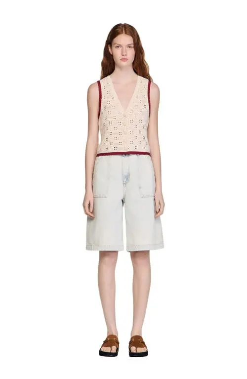 Sandro Crochet-style Cardigan - Ecru
