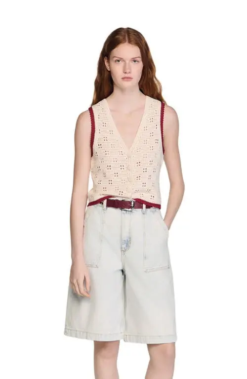 Sandro Crochet-style Cardigan