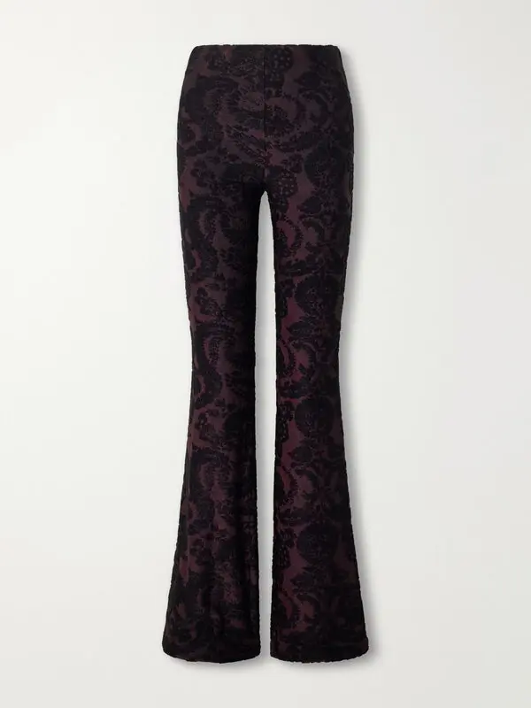 Etro Paisley-jacquard Chenille Trimmed Jersey Flared Pants