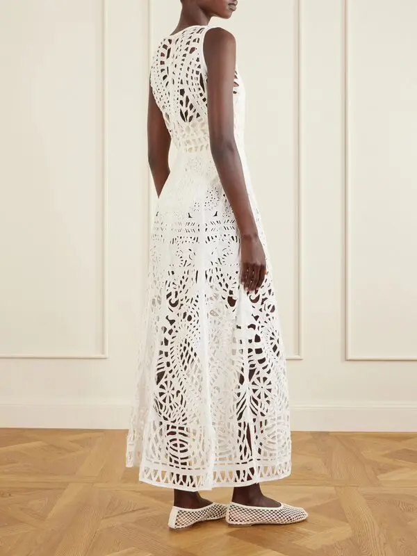 Emporio Sirenuse Vivienne Brisé Cut-Out Cotton Midi Dress - White