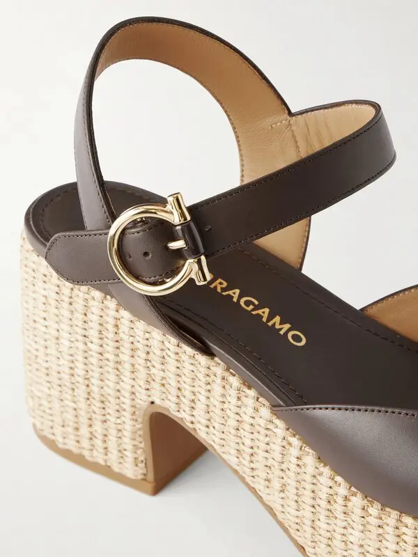 FERRAGAMO Nerea 90 Leather Platform Sandals