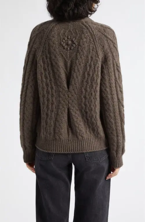 Johnstons Of Elgin Mabel Cable Stitch Cashmere V-neck Cardigan