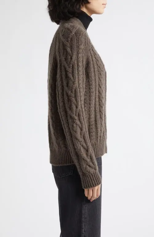 Johnstons Of Elgin Mabel Cable Stitch Cashmere V-neck Cardigan